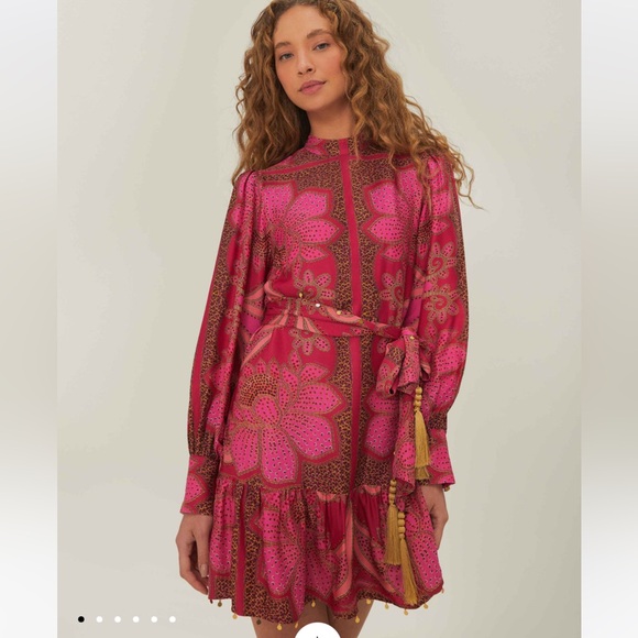 FARM Rio | Dresses | Farm Rio Pink Floral Glam Scarf Mini Dress | Poshmark